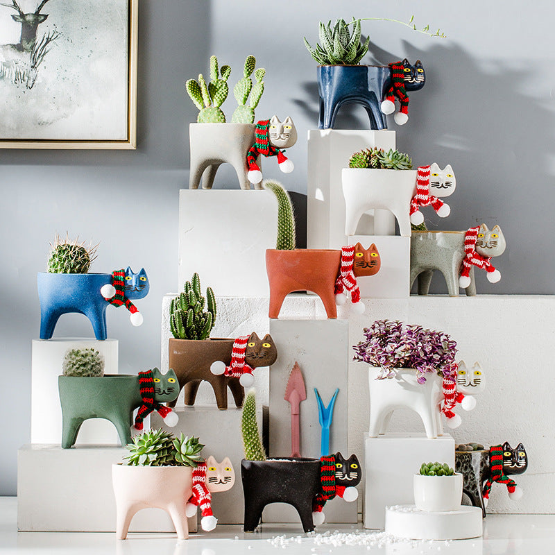 Cute Cat Plant Pot, Cat Cactus Planter, Cat Gift Idea, Cat Decor ...